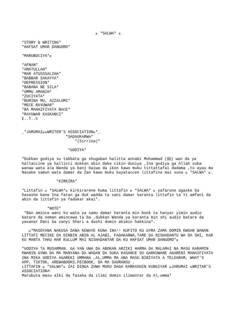 ?SALWA?BOOK ONE BY HAFSAT UMAR DANGORO | PDF