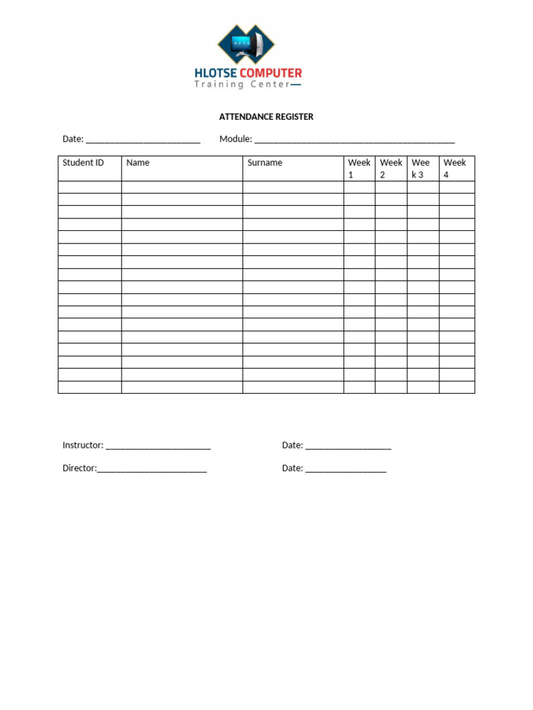 Attendance Register | PDF