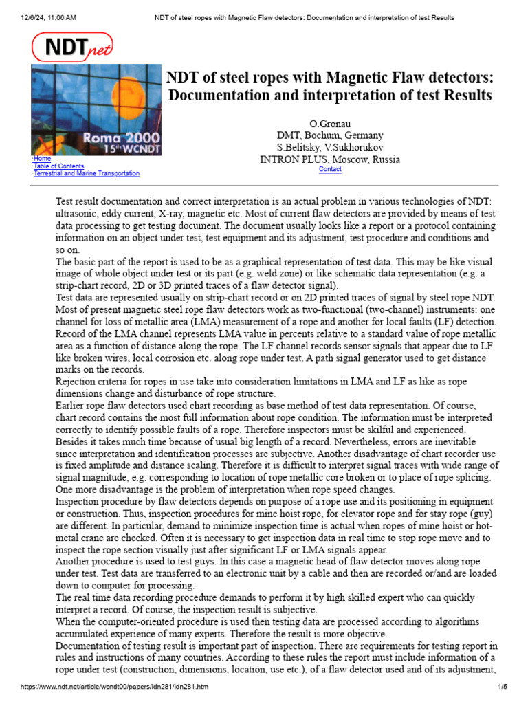 NDT of steel ropes with Magnetic Flaw detectors_ Documentation and ...