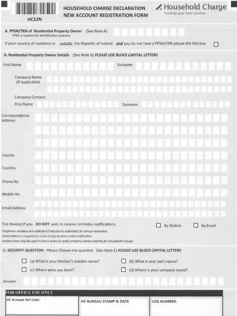 Household Charge Form - An Post | PDF | Payments | Cheque