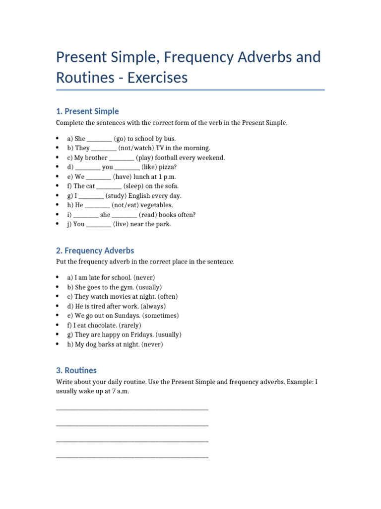 Expanded Present Simple Exercises | PDF