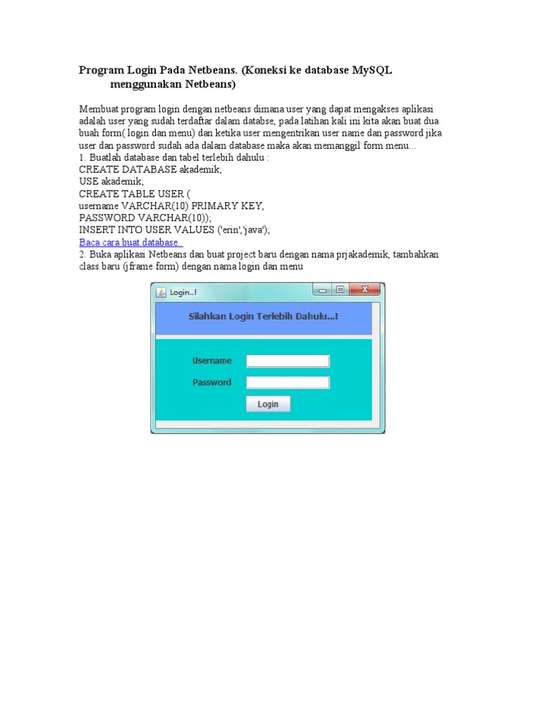 Program Login Pada Netbeans | PDF