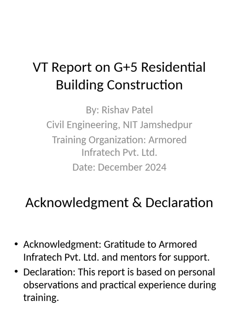 VT - Report - Rishav - Patel - Presentation GPT | PDF | Concrete | Building Materials
