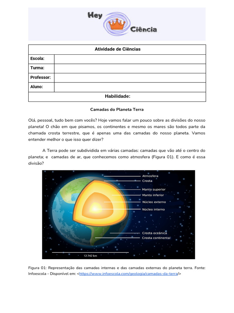 1.atividade Escrita - Camadas Da Terra 16-5-Valor 2,5 | PDF | Terra | Atmosfera