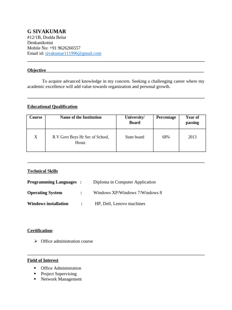 G Sivakumar: Objective | PDF