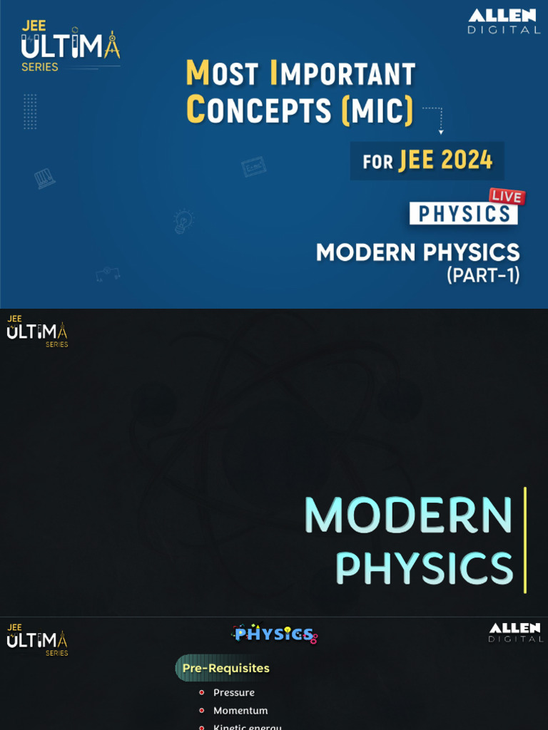 Physics Modern Physics Jee Ultima Part 1 | PDF | Photoelectric Effect ...