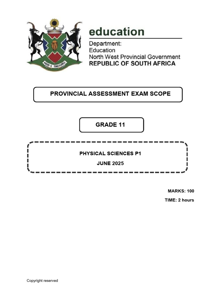 Grade 11 Physics P1 Scope June 2025 | PDF