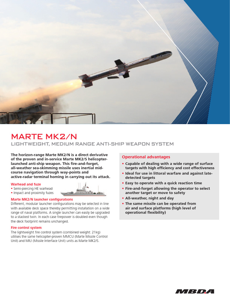 2018 MARTE MK2N Datasheet | PDF | Missile | Fire Control System