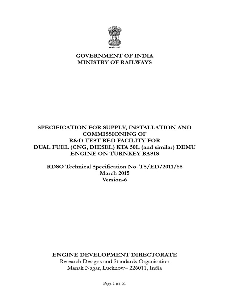 CNG DPC TB Final Spec to Be Uploaded on RDSO Web 12032015 | PDF | Relay | Diesel Engine