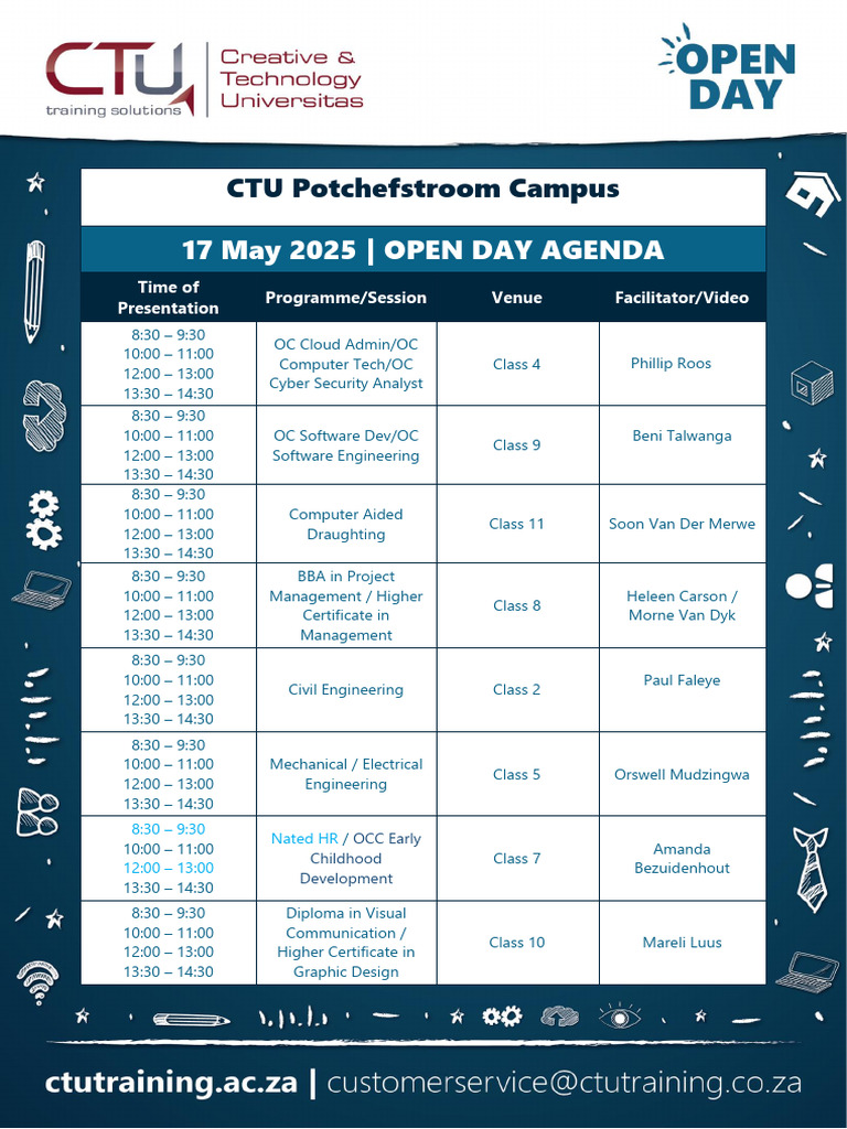 Open Day Agenda - May 2025 Potch | PDF