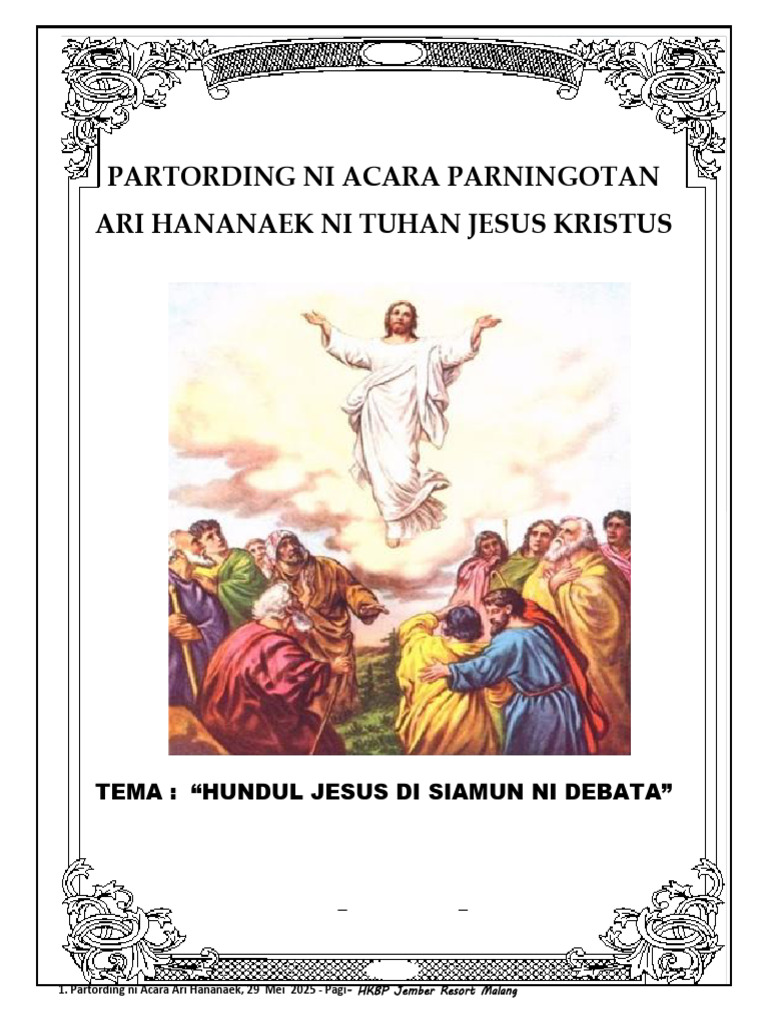 Acara Parningotan Ari Hananaek Ni Tuhan Jesus 29 Mei 2025 | PDF