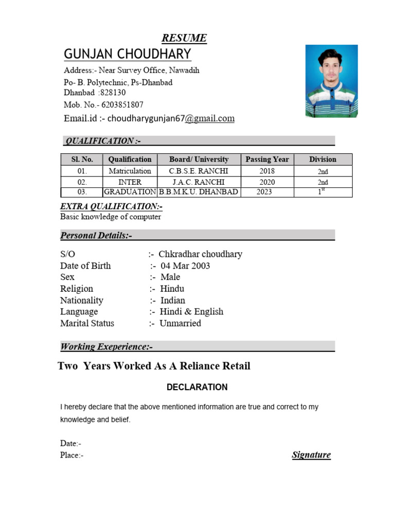 Gunjan Choudhary: Resume | PDF