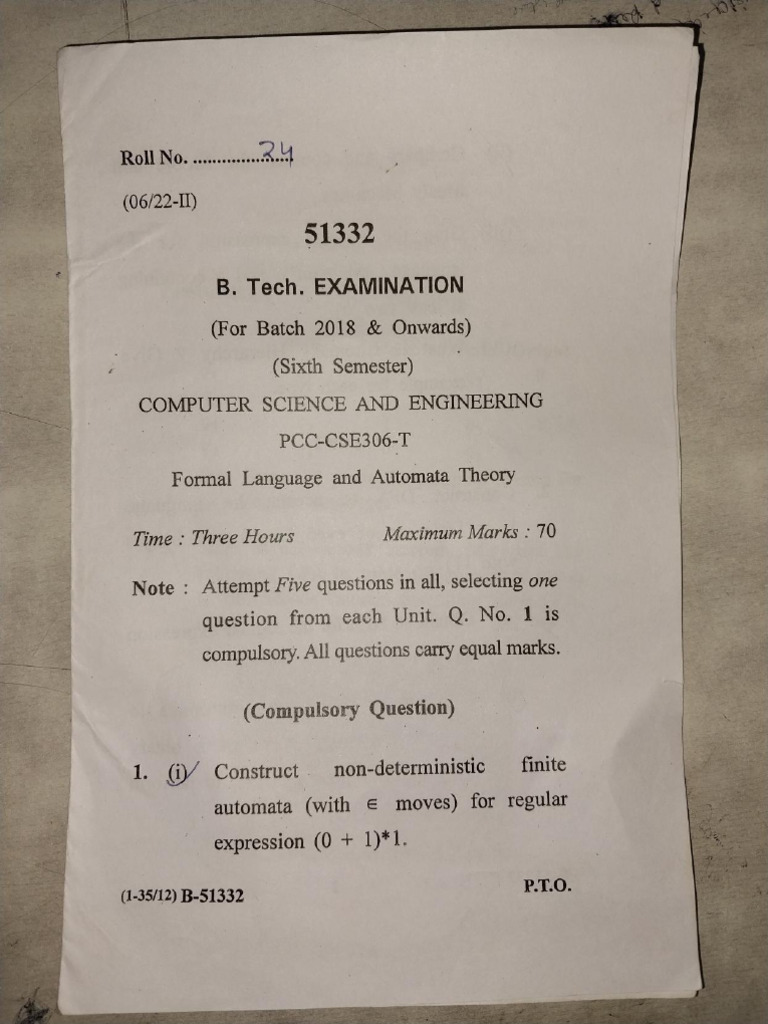 6th Sem Pyq | PDF | Frequency Modulation | Automata Theory
