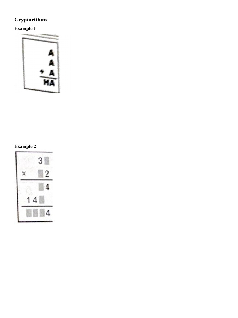 Understanding Cryptarithms: Examples & Solutions | PDF