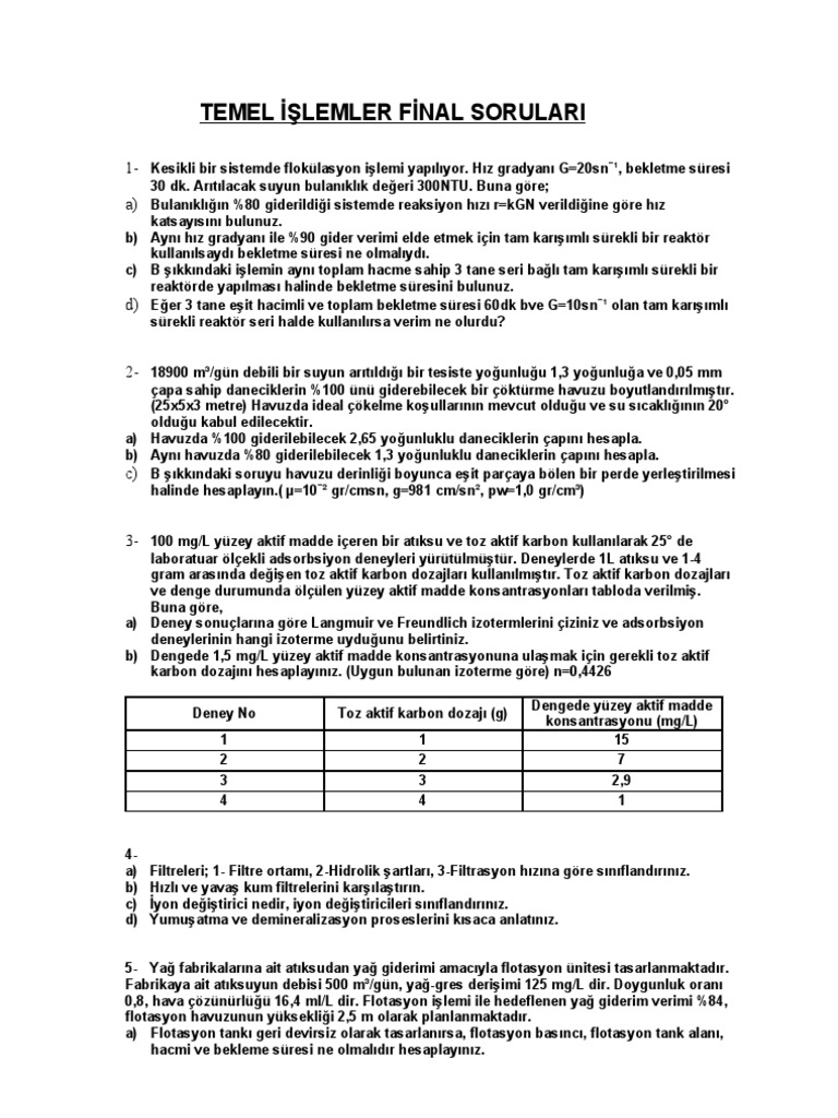 Temel Islemler Final Sorulari | PDF