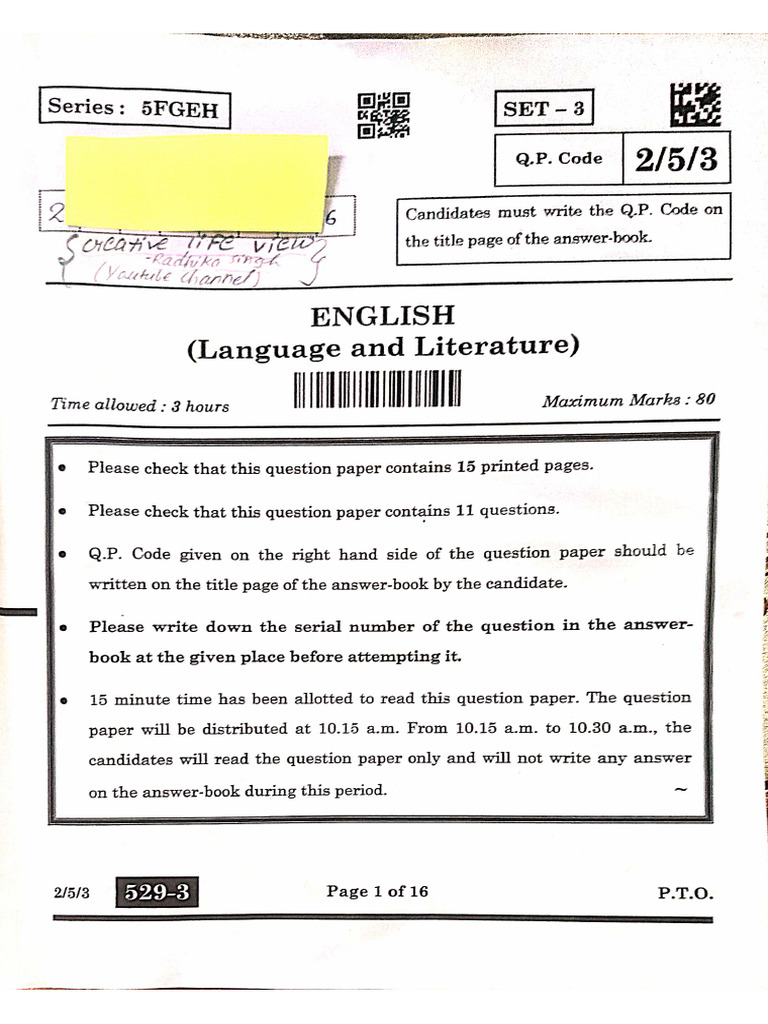 English Class 10th CBSE Paper Creative Life Viewradhika Singh | PDF