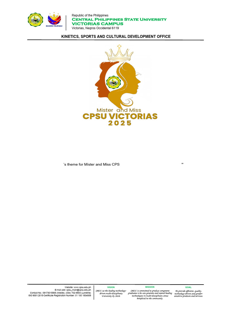 Mister and Miss CPSU Victorias 2025 | PDF | Clothing | Fashion