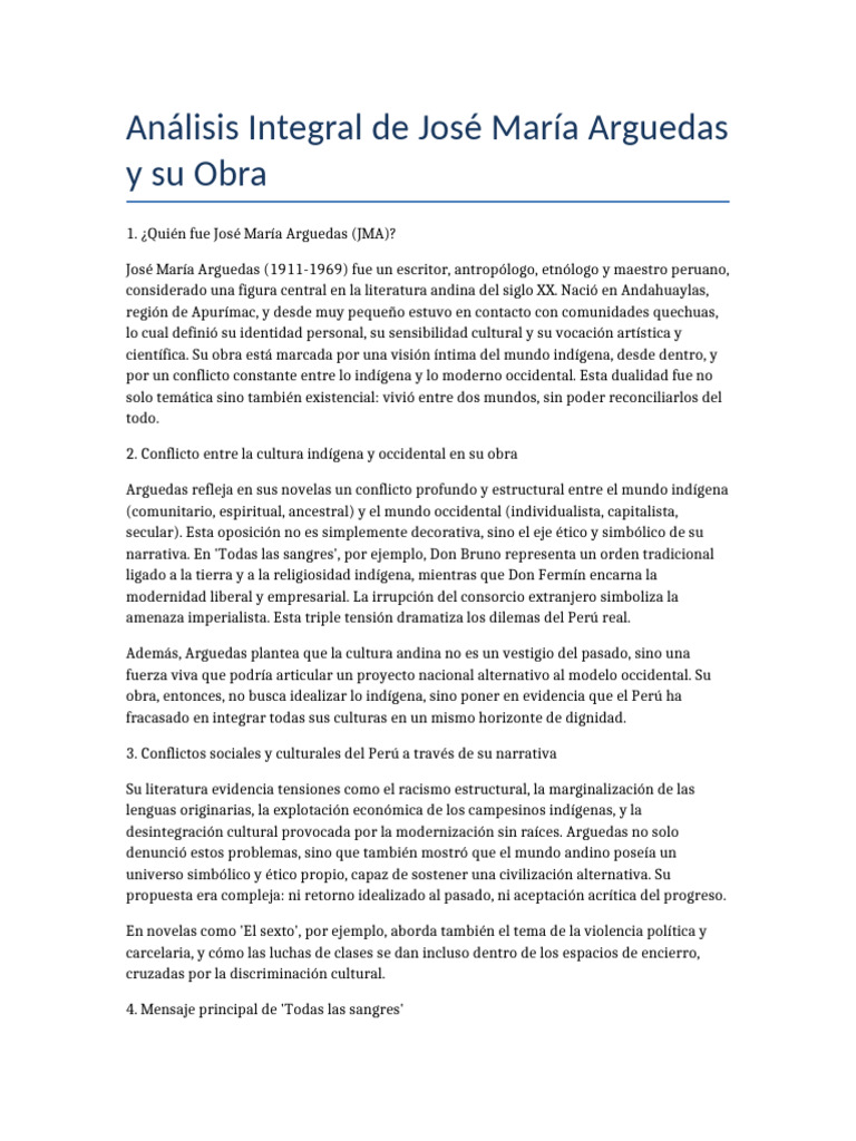 Arguedas Analisis Ampliado | PDF | Educación en artes liberales