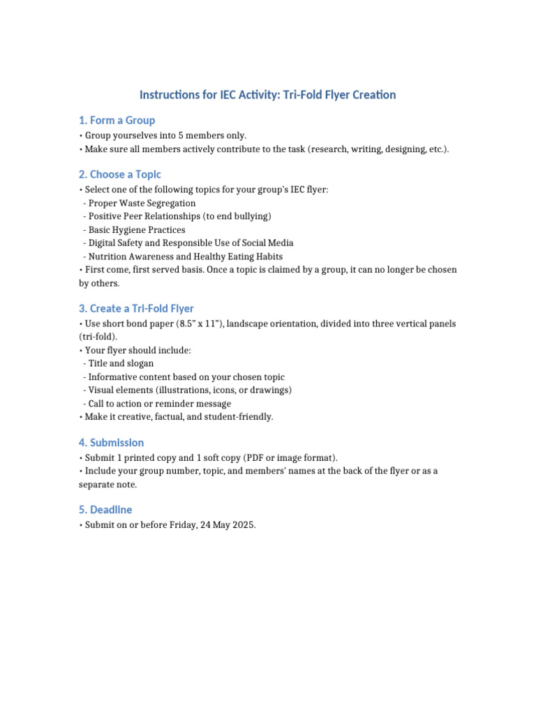 IEC TriFold Flyer Instructions 22345 | PDF