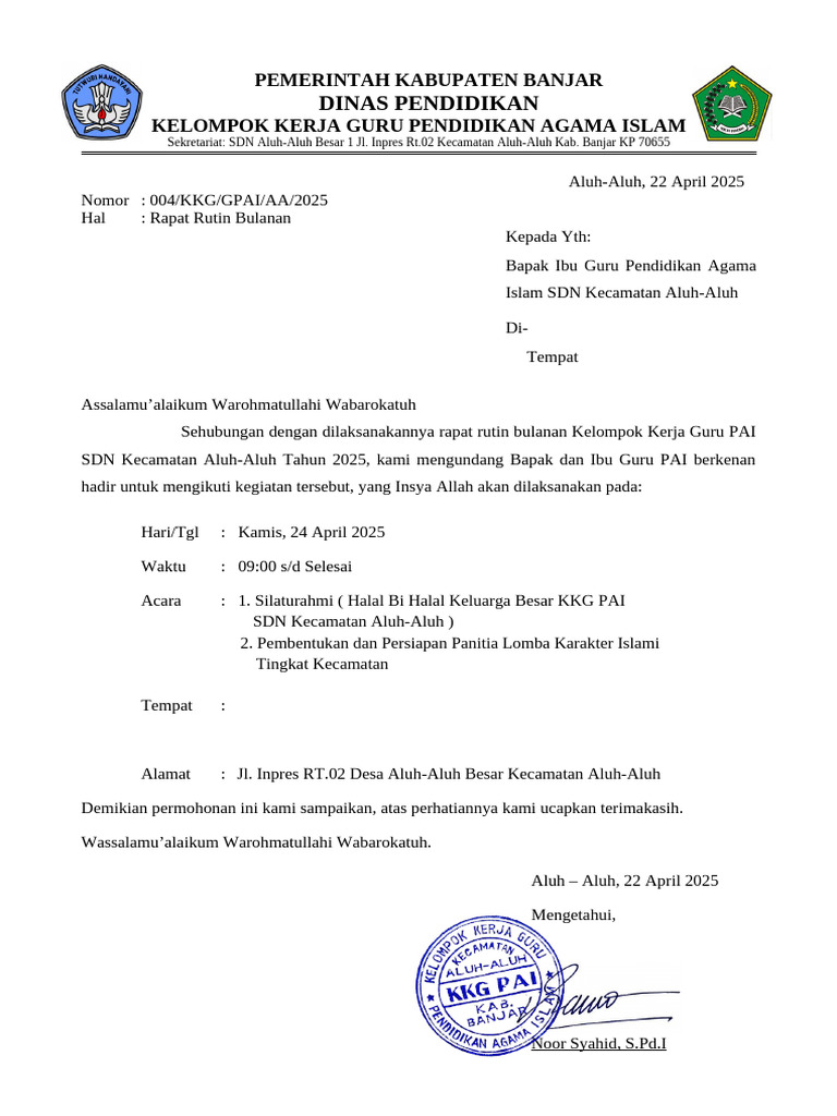 Undangan KKG Pai-Gpai | PDF