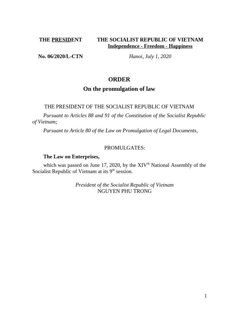 Vietnam Law on Enterprises 2020 | PDF | Joint Stock Company | Limited ...