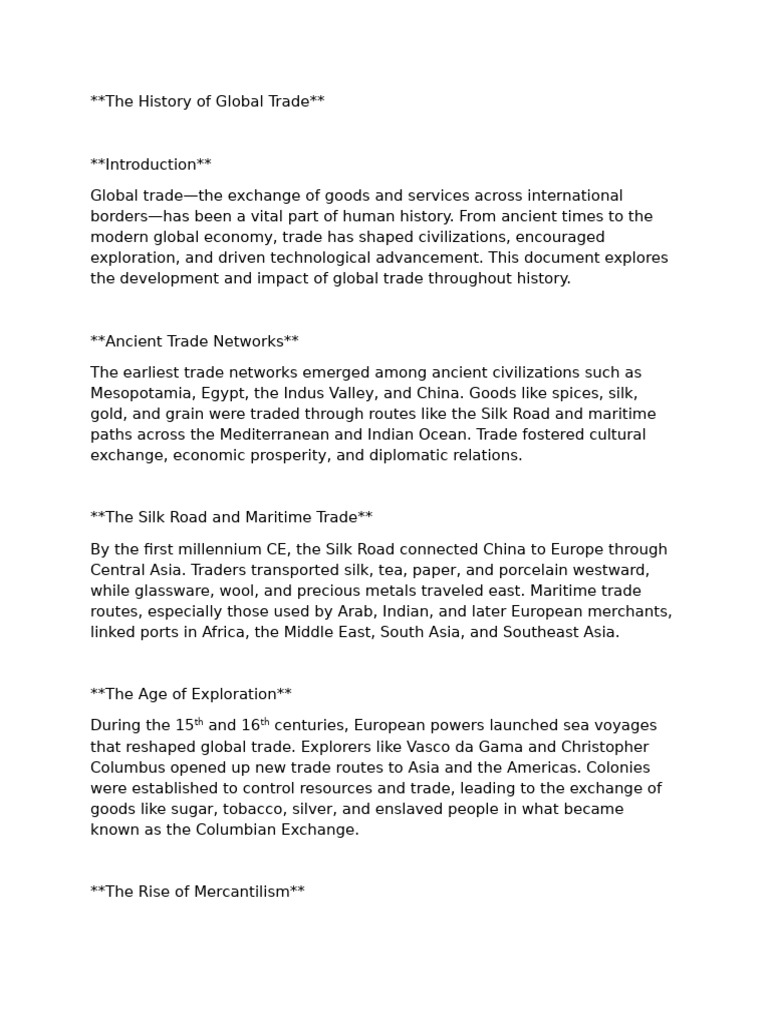 History of Global Trade Evolution | PDF | Trade | Silk Road