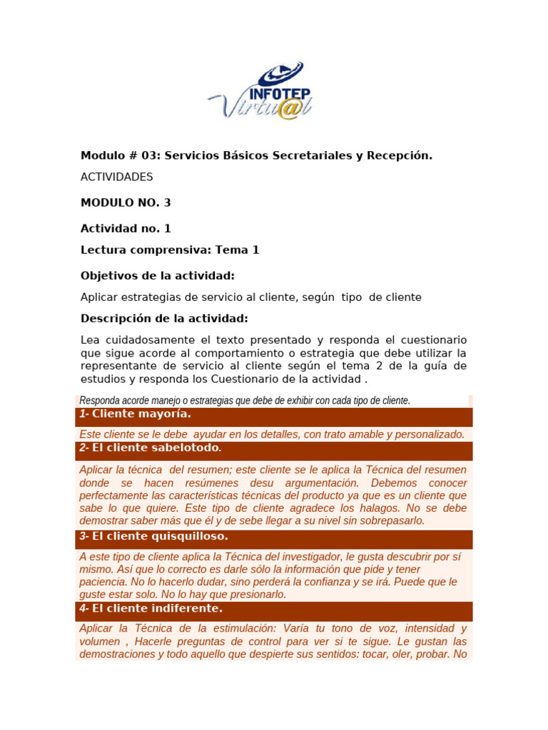 Actividad 1 Modulo 3 | PDF | Cliente