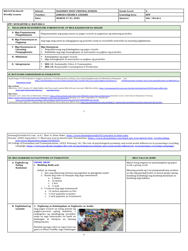 Epp-4 DLL Q4 Week-6 | PDF