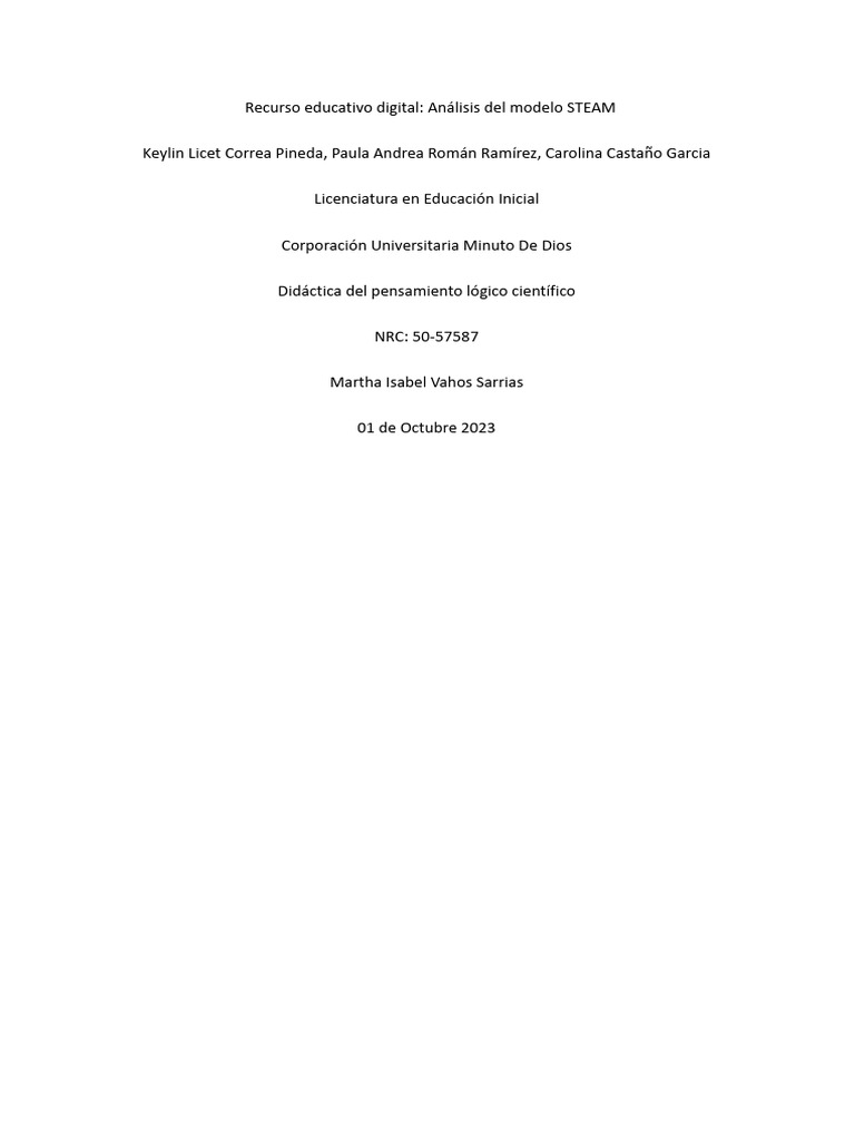 Recurso Educativo Digital - Análisis Del Modelo STEAM | PDF ...