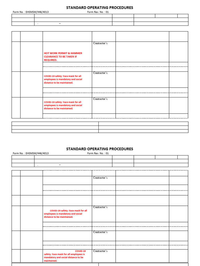 62 SOP For Changing of Stave Pipe With Hose New | PDF | Personal ...