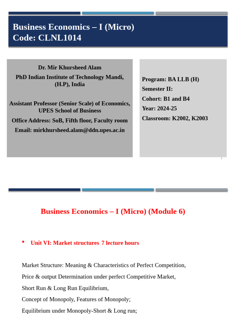 Module 6 - Business Economics I Micro - Dr. M K Alam | PDF | Profit ...