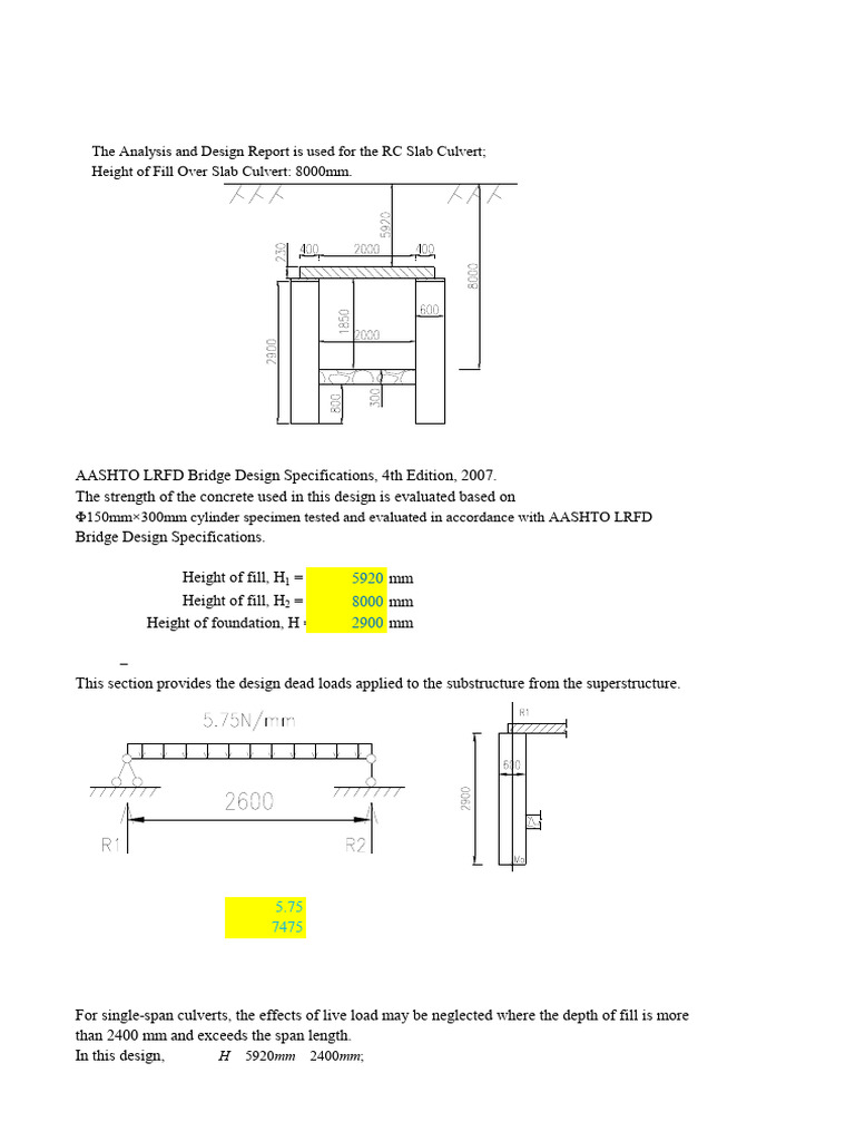 The RC Slab Culvert Analysis and Design Report | PDF | Structural Load ...