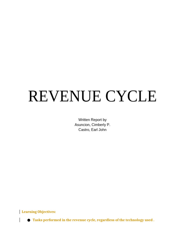 Cash Payment Documentation in Revenue Cycle | PDF | Receipt | Point Of Sale
