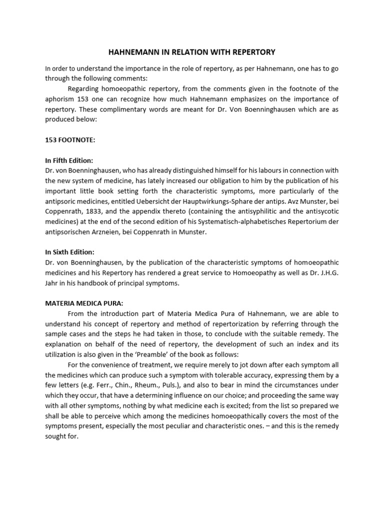Scope and Limitation of Repertory | PDF | Homeopathy | Health Sciences