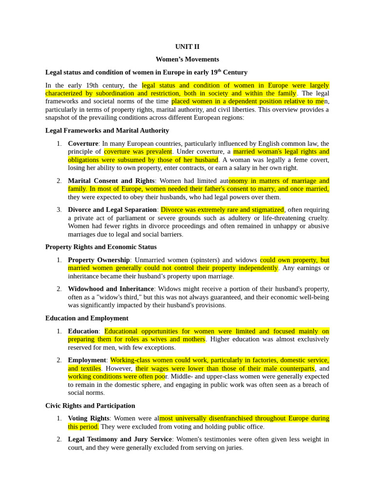 UNIT II Women's Movements | PDF | Gender Studies | Feminism