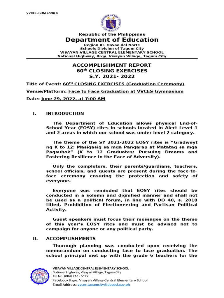 Graduation Accomplishment Report | PDF