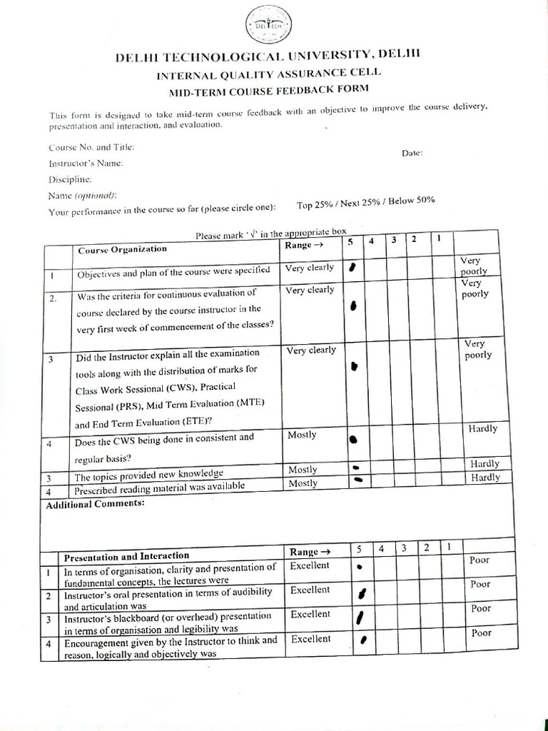 Course Feedback Form - Edited | PDF