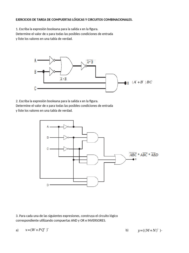 Ejercicios de Compuertas L Gicas y Circuitos Combinacionales. CARLOS GUALPA SEM 5 | PDF | Puerta ...