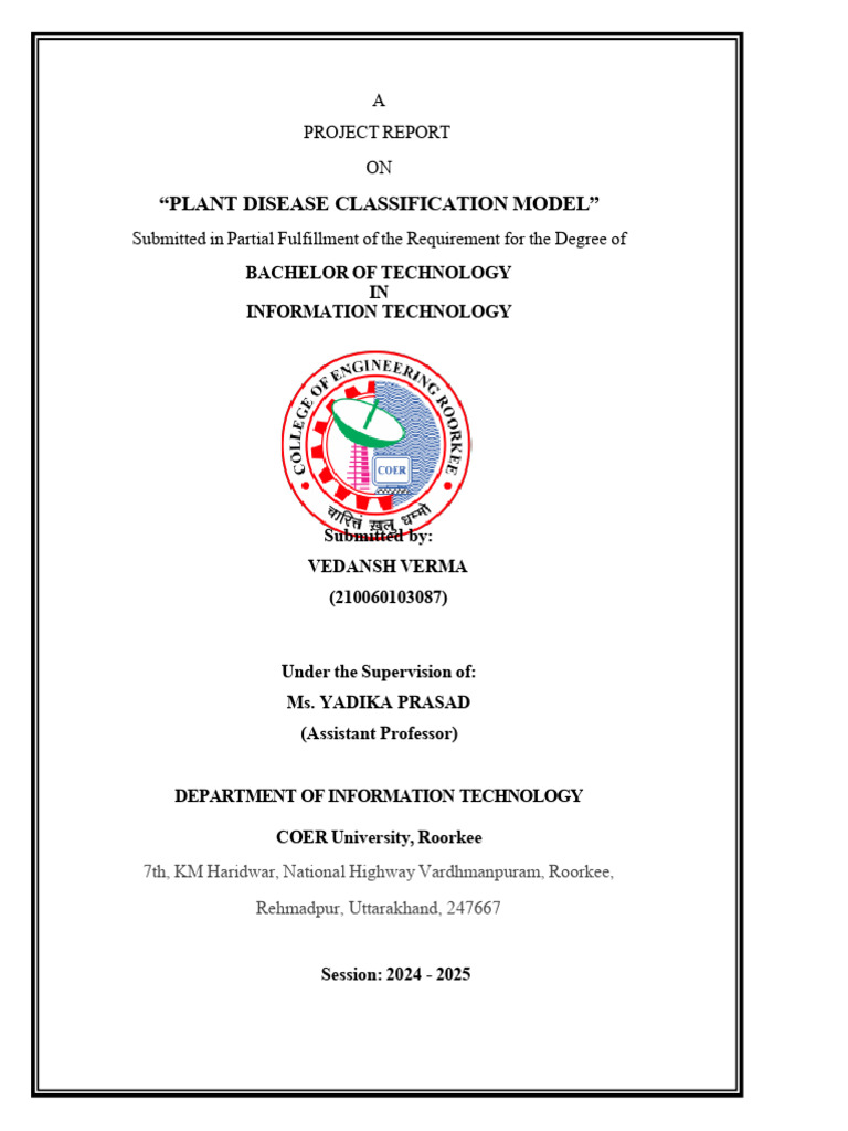 Vedansh 8th Sem Report | PDF