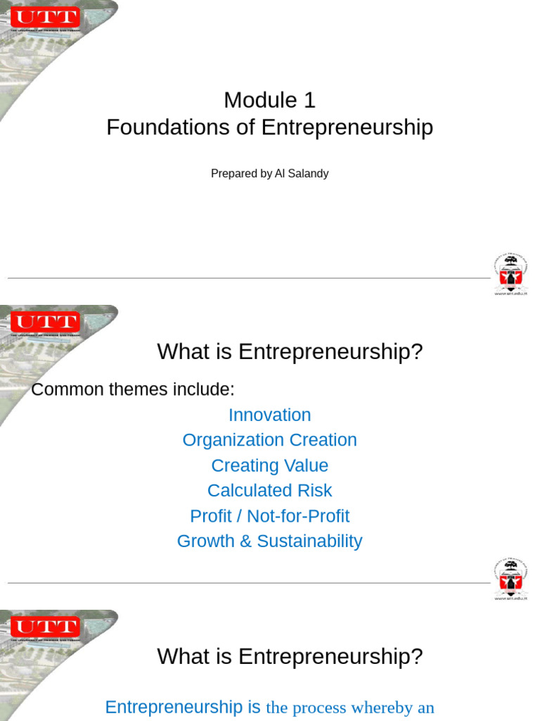 Module 1a - Foundations of Entrepreneurship | PDF | Entrepreneurship ...