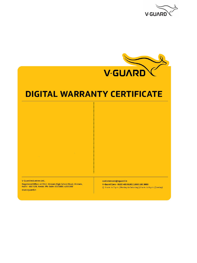 DigitalWarranty-Vguard Stabilizer | PDF