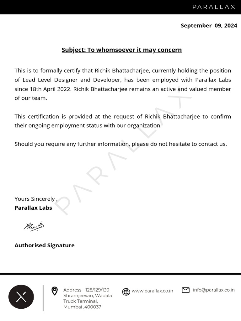 Richik Experience Letter | PDF