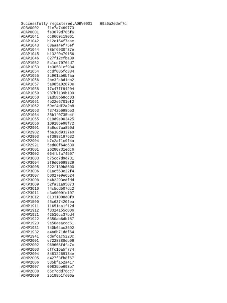 Registration Confirmation Codes List | PDF