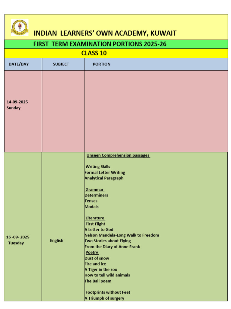 Schedule_and_portions%282025-26%29_%281%29 | PDF | Equations