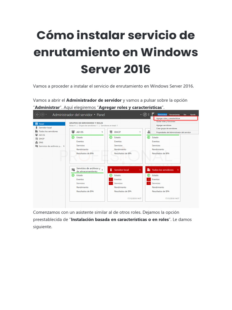 Cómo Instalar Servicio de Enrutamiento en Windows Server 2016 | PDF | Red privada virtual | Red ...