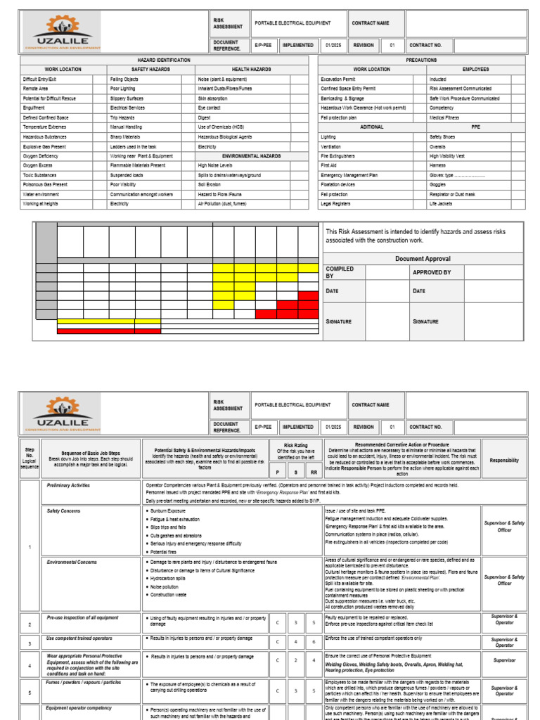 Portable Electrical Equipment | PDF | Risk | Hazards