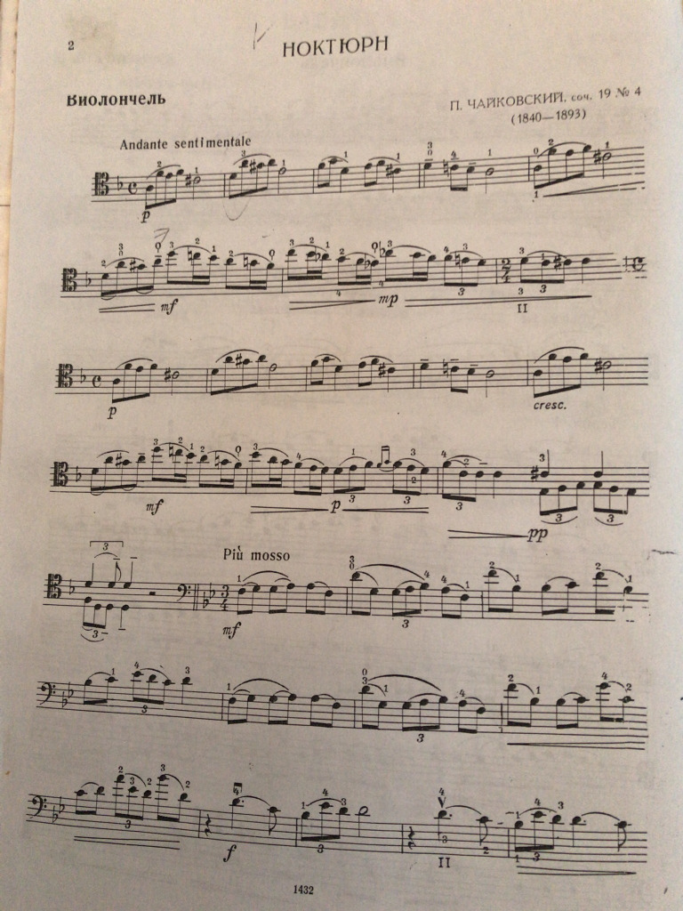 Tchaikovsky - Nocturne For Cello | PDF