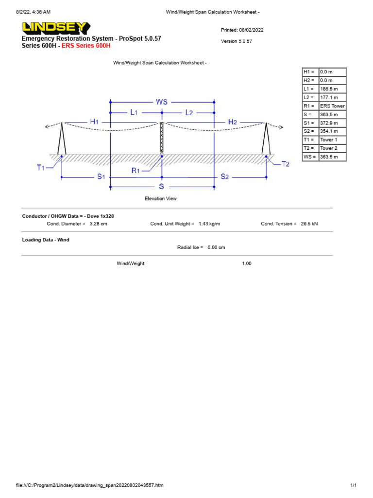 Wind_Weight Span Calculation Worksheet TE.2 | PDF