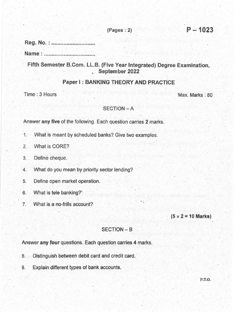 2022 Bcom Banking Theory and Practice | PDF