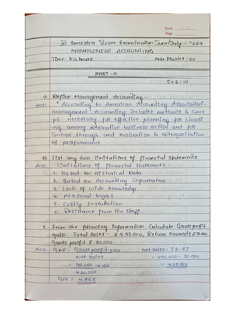 Ma - Question Paper Answers | PDF